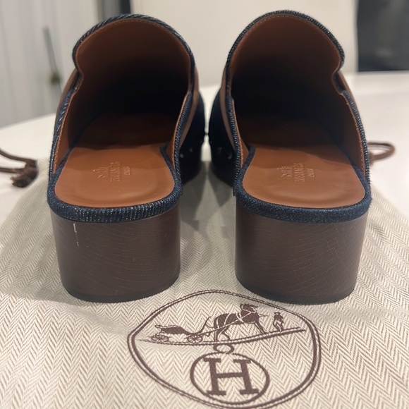 Hermes | Shoes | Hermes Carlotta Denim Kelly Lock Clogs | Poshmark